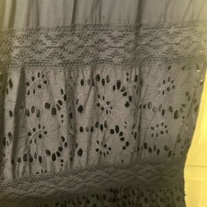 Reba | Dresses | Reba Navy Blue Eyelet Dress Sz L Nwot | Poshmark